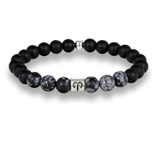 Bracelet pierres noires Signes du Zodiaque – deco-spatiale.com